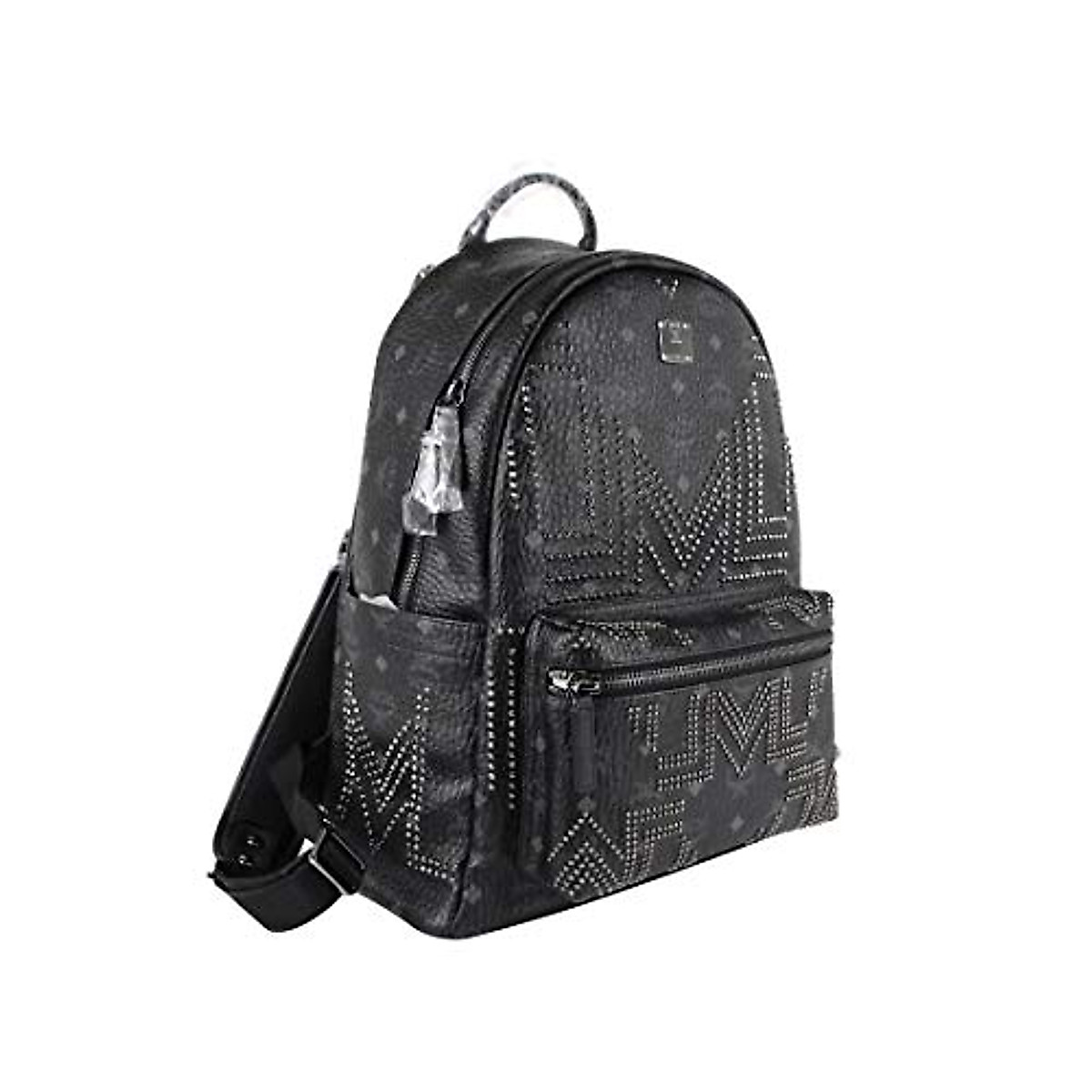MCM Unisex Black Coated Canvas Studded Medium Backpack MMK8AVE55BK001
