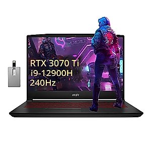 MSI Katana GF66 15.6” FHD Gaming Laptop, Intel Core i9-12900H, NVIDIA GeForce RTX 3070Ti, 32GB DDR5 RAM, 1TB PCle SSD, Backlit Keyboard, Nahimic Audio, WiFi 6, Black, Win 11 Pro, 32GB USB Card