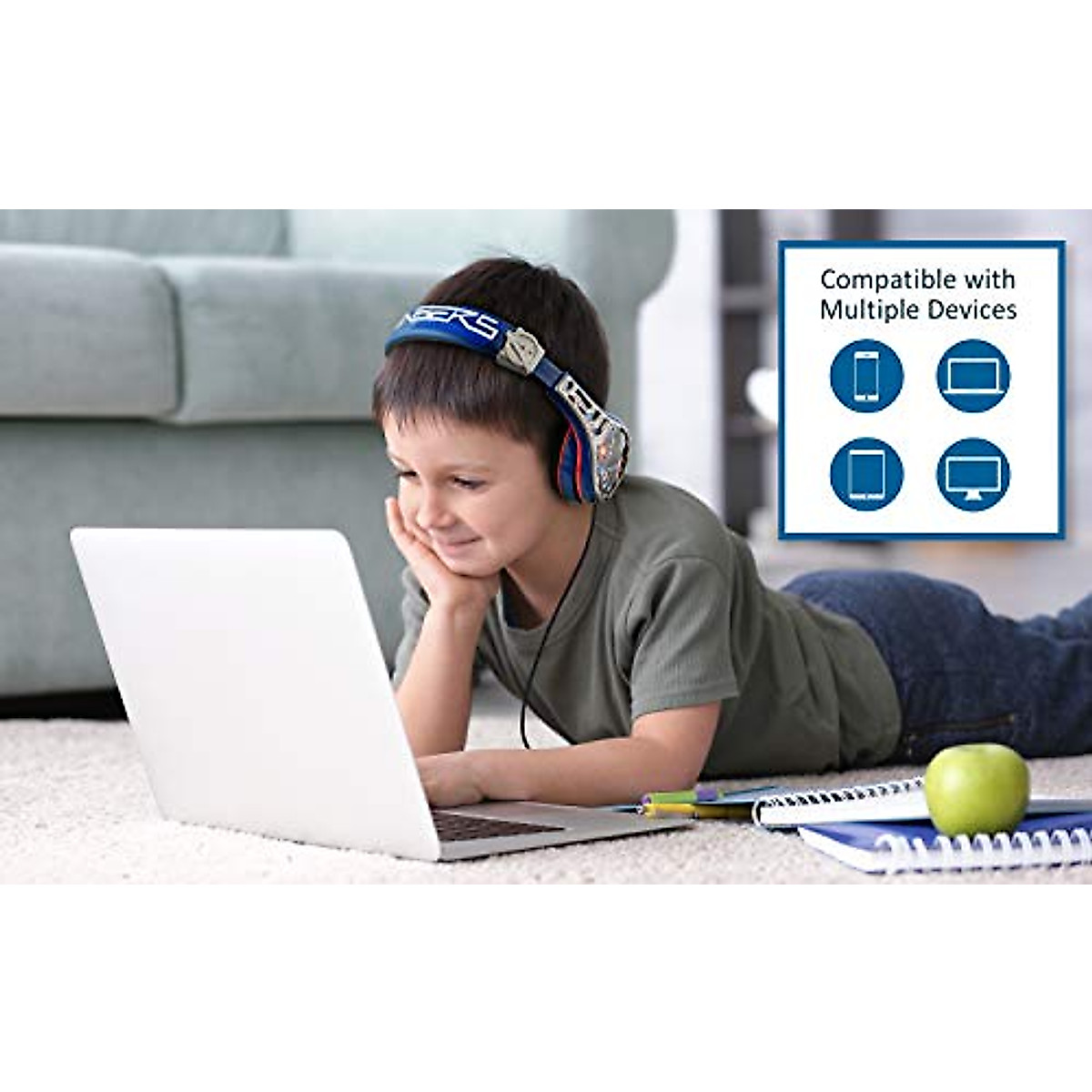 eKids Avengers Kids Adjustable Headband, Stereo Sound, 3.5Mm Jack, Volume Limited Headphones for School, Home, Travel