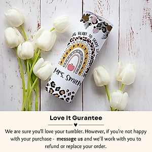 Fleur&Bay Teacher Appreciation Gifts for Women - Personalized Teacher Tumbler With Straw - Daycare Preschool Birthday Back to School Gifts Ideas - Customized Cup With Name - Nutrition Facts Coffee Mug