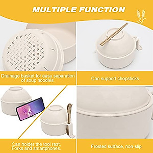 2 Sets Microwave Ramen Bowl Set with Handle Lid Ramen Cooker Ramen Noodle Bowl with Chopsticks Spoon Fork College Dorm Room Apartment Essentials, Dishwasher Safe, BPA Free