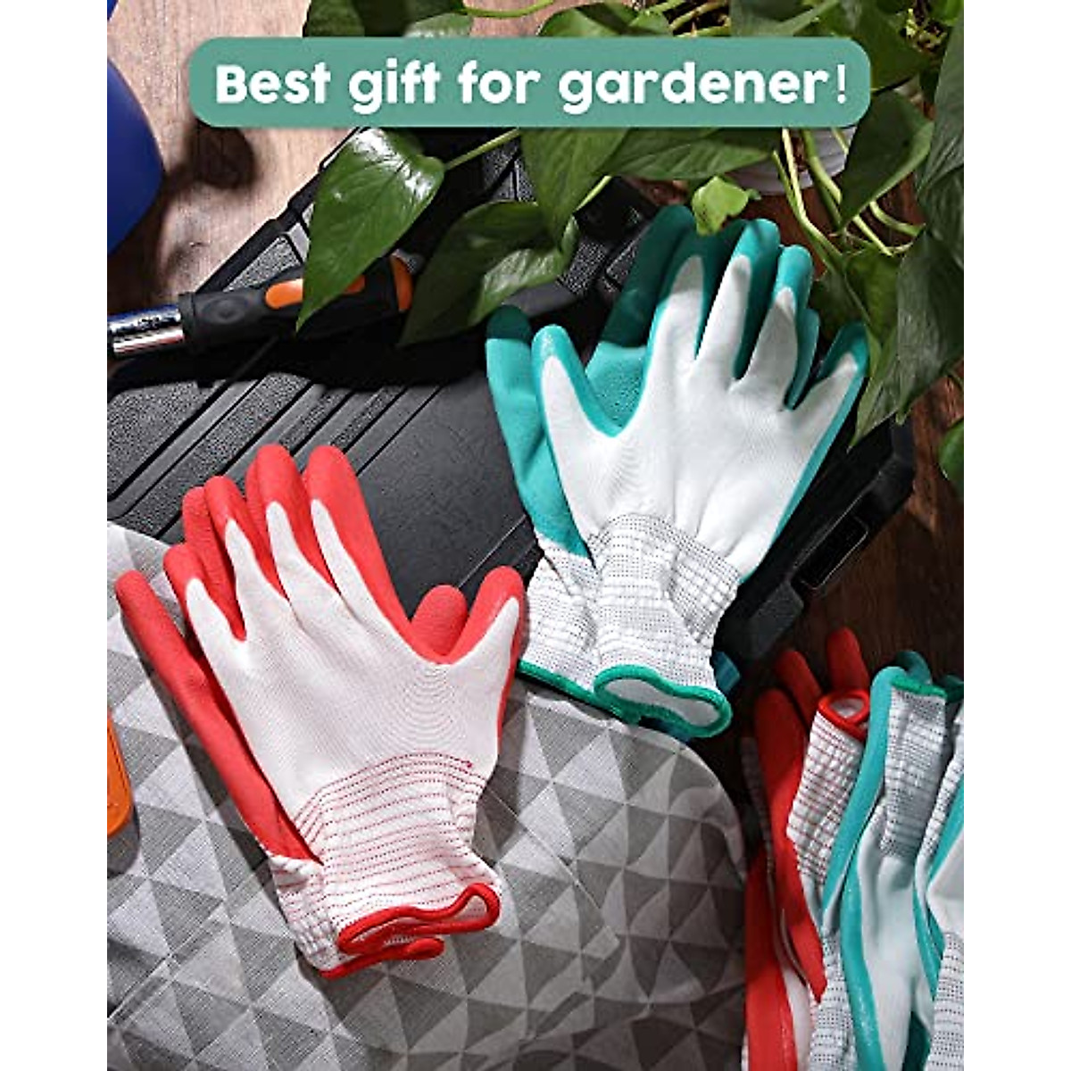 Potchen 32 Pairs Gardening Work Gloves Bulk for Women and Ladies, Breathable Rubber Coated Garden Outdoor Safety Gloves with Grip