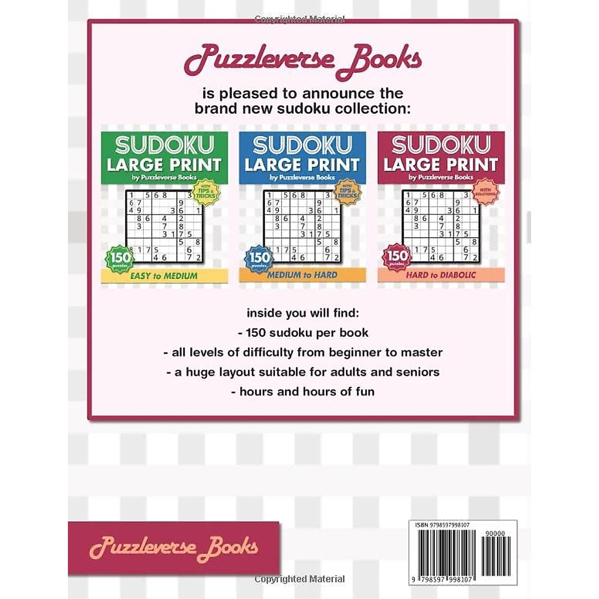 Sudoku Large Print With Solutions: 150 Hard to Diabolic Puzzles for Adults & Seniors for Gradually Improving Sudoku Skills, One Per Page (Sudoku Sensei Series)