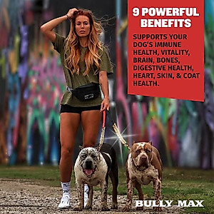 Dog Vitamins Total Health Dog Chews by Bully Max | Puppy and Adult Dog Omega 3 Supplement | Health and Immunity Vitality Chews | Performance Series Muscle Builder for All Breeds | 75 Chews per Bag