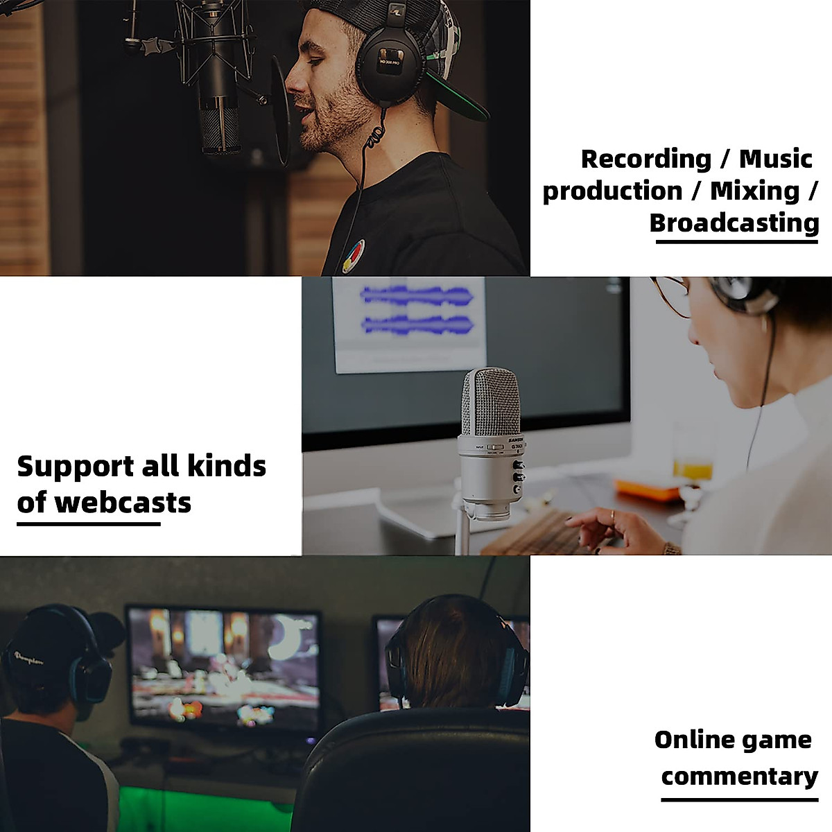 8-Channel Mixer 99 Effects 7 Band EQ Bluetooth Studio Audio Mixer for PC Recording Input, XLR Microphone Jack, 48V Power, for Professional and Beginners-Bomaite B8, Black