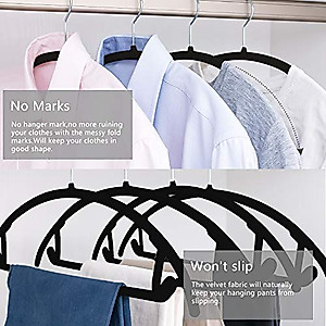 MIZGI Premium Velvet Hangers (Pack of 50) Heavyduty- Non Slip No Shoulder Bump Suit Hangers - Chrome Hooks,Space Saving Clothes Hangers,Rounded Hangers for Coat,Sweater,Jackets,Pants