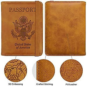 WALNEW RFID Passport Holder Cover Wallet for Women Men, PU Leather Card Holder Passport Case Travel Essentials for Family Vacation, Brown