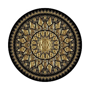 Festive Sun Mandala with Golden and Black Pattern PopSockets PopGrip: Swappable Grip for Phones & Tablets