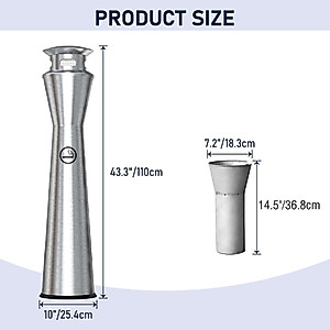 AIWFL Stainless Steel Butt Receptacle Outdoor Trash Can with Lid, Floor Standing Garbage Ash Bin Waste Container Trash Receptacle for Patio Shopping Center Office and Hotel