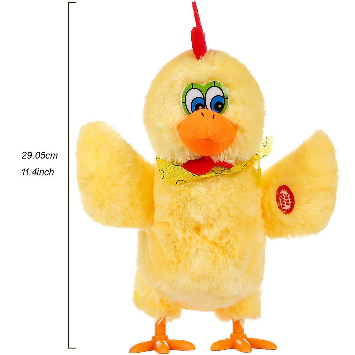 Plush Chicken Laying Eggs Toy Electric Stuffed Animal Crazy Chick Doll with Sound Music for Boys Girls (29.05cm)