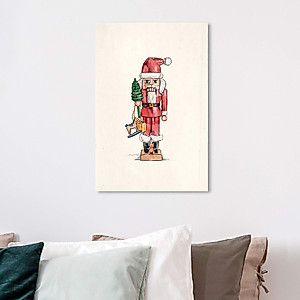 Wynwood Studio Holiday and Seasonal Wall Art Canvas Prints 'Nutcracker' Christmas Home Décor, 16" x 24", Green, Red