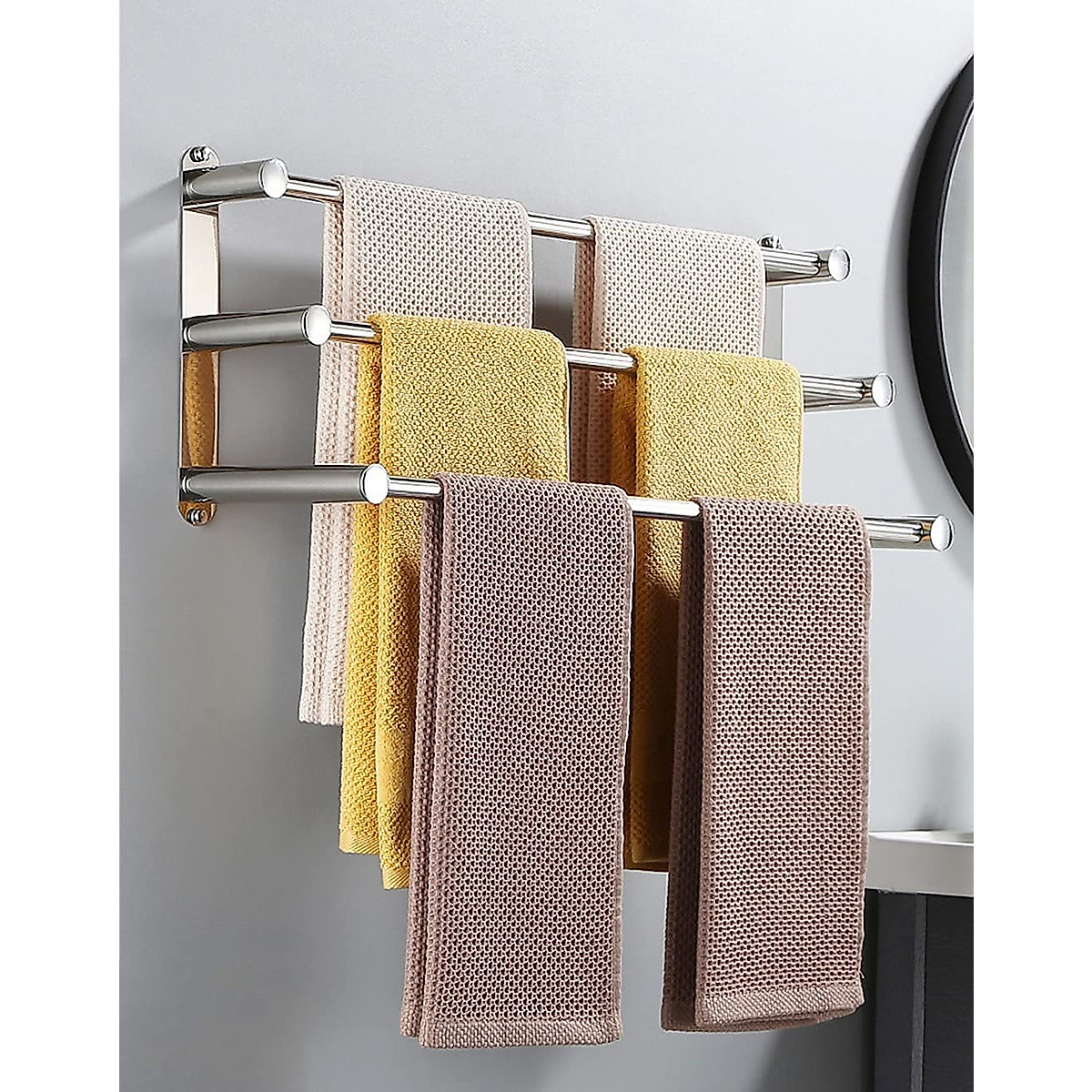 RUTAVM Towel Bar Rack Towel Rack 3-Tier Bath Towel Rail Stainless Steel Wall Mounted Towel Holder Towel Bar for Kitchen Bathroom for Bathroom (Size : 40cm)