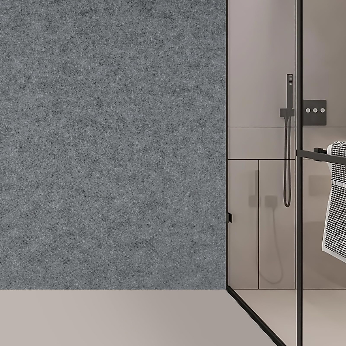 CheriMuMu 131.2 * 3.3ft Waterproof Membrane, Cuttable PE Fabric Shower Waterproof Roll Tile Floor Underlay Roll Membrane, Waterproof Thin Mortar Tile Membrane for Sauna Bathroom Kitchen Walls (Grey)