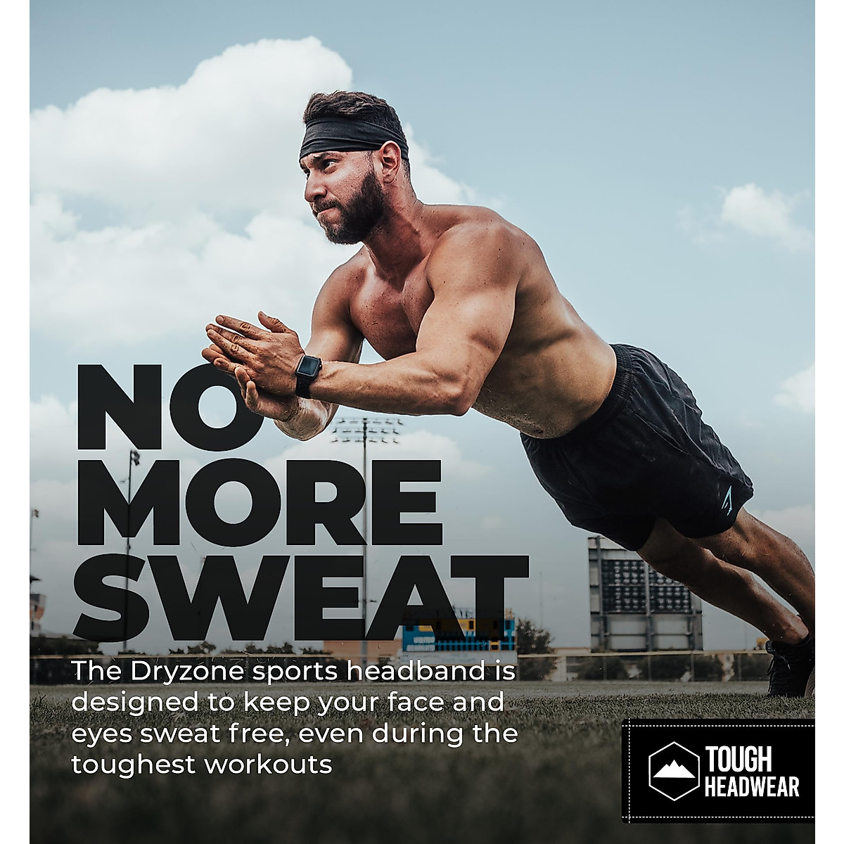 Tough Headwear Mens Sweat Headband - Cycling, Football, Baseball, Running Headbands for Working Out Men Sports - One Size Fits Most Athletic Headbands for Men/Women