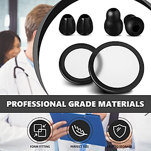 BBTO 24 Packs Stethoscope Spare Parts Kit, Black Stethoscope Replacement Parts Stethoscope Accessories Stethoscope Ear Tips Accessories for Stethoscope (Adult) (Adult and Pediatric)