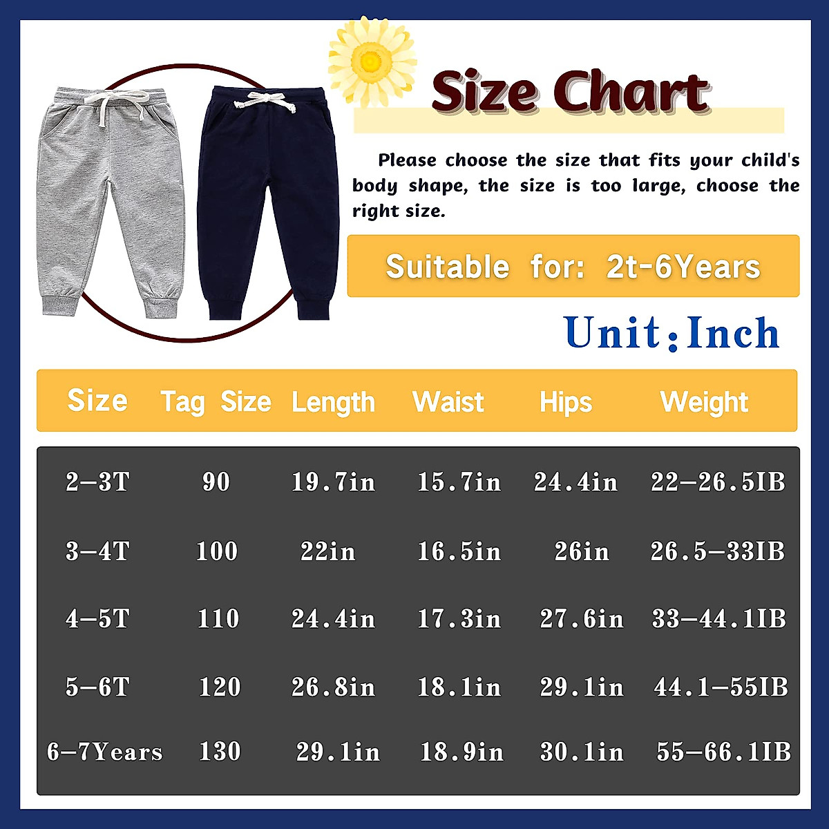 IjnUhb Baby Boys' 2-Pack Cotton Pants, Toddler Pull-on Jogger with Dinosaur Drawstring Elastic Waist