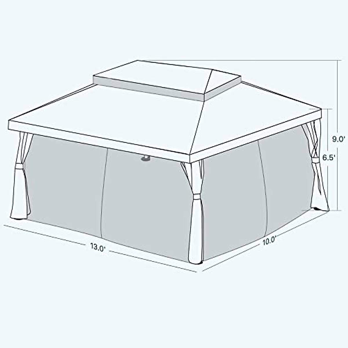 Grand Patio 10x13 Ft Patio Gazebo,Outdoor Gazebo Canopy with Mosquito Netting and Curtains,Sturdy Straight Leg Tent Soft Top Gazebo for Patios Deck Backyard