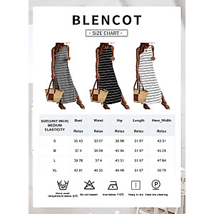 BLENCOT Womens Sleeveless Striped Racerback Maxi Sundresses Backless Beach Long Tank Dresses Gray XL