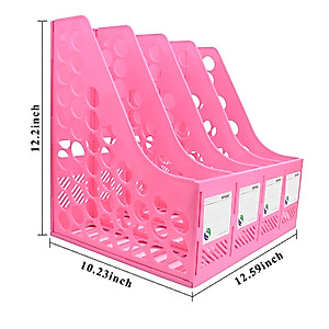 Marte Vanci Sturdy Desktop File Holder 4 Section Magazine Dividers Organizer Box Frames Document Cabinet Storage Pink