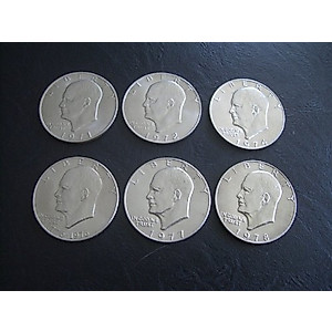 1971-1978 P All 6 IKE Eisenhower Circulated Dollar Coins Set From Phliladelphia Mint