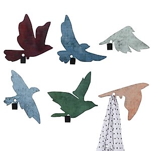 Yaocom Set of 6 Bird Decorative Hooks Metal Vintage Animal Hangers Farmhouse Home Key Holder Rustic Farmhouse Wall Hooks for Home Storage Bird Lovers Decor Living Room Office
