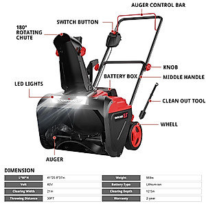 PowerSmart 40V MAX Cordless Snow Blower 21-Inch with 4.0Ah Battery and Charger (HB2421A)