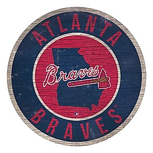 Braves 12" Circle with State and Team Logo Wood Sign