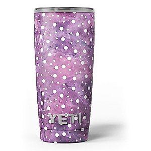 Design Skinz White Polka Dots Over Purple Pink Paint Mix - Skin Decal Vinyl Wrap Kit Compatible with The Yeti Rambler Cooler Tumbler Cups