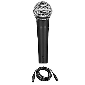 Shure SM58-LC Vocal Microphone with H&A Value Series XLR M to F Professional Microphone Cable - 10'