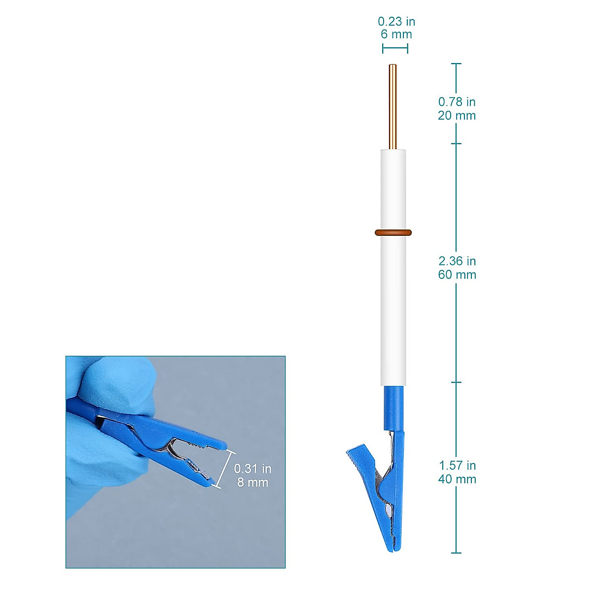 stonylab Electrode Holder, Multi-Purpose Electrode Clip with Plastic Protective Sleeve Electrode Holder with Detachable Nickel Plated Copper Gator Clip and PTFE Body for Electrolytic Cell