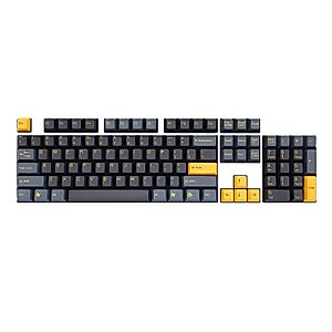 KPREPUBLIC taihao abs Double Shot keycaps Midnight for DIY Gaming Mechanical Keyboard Color of Black Yellow 104 ansi (Taihao Mid Night Set)