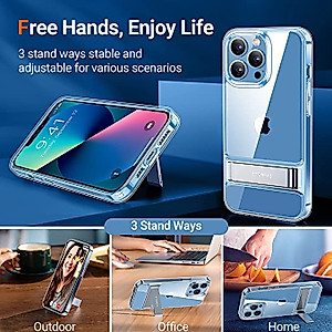 TORRAS MoonClimber iPhone 12 Pro Case/iPhone 12 Case [3 Stand Ways] [12X Armor-Level Protection] with Adjustable Metal Kickstand Shockproof Slim Transparent Stand Cases 6.1 inch, Clear