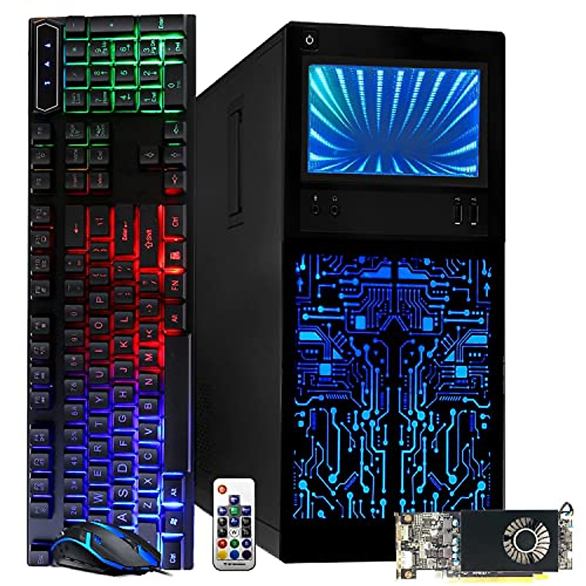 Gaming PC Desktop Intel core i7, TechMagnet Horizon+ with AMD RX-550 4GB DDR5, 16GB RAM, 240GB SSD + 2 TB HDD, HDMI, DVI, VGA, RGB Keyboard, Mouse, Windows 10 Professional (Renewed)