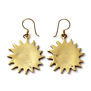 Bronze Bohemian Hippie Boho Sun Drop Dangle Earrings Fish Hook Charm Vintage Thailand Made Jewelry