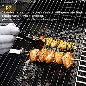 Barbecue Skewers, CMYK 6-Pack 13" Stainless Steel Grilling Skewers with Slider, Reusable Metal BBQ Shish Kabob Skewers Sticks