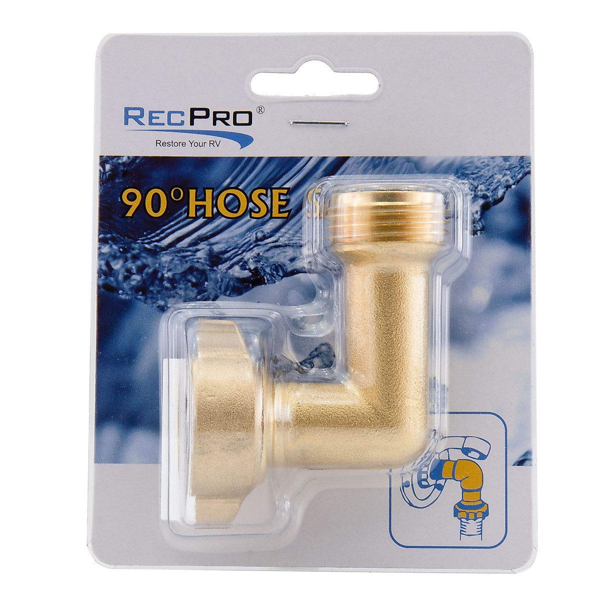 RecPro RV 90 Degree Hose Elbow with Mesh Strainer | Solid Brass Garden Hose Elbow Adapter for RV Water Hose | City Water Inlet Elbow Fitting | Prevents Hose Crimping and Strain