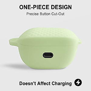 Geiomoo Silicone Case Compatible with JBL Vibe 100 TWS, Protective Cover with Carabiner (Luminous Green)