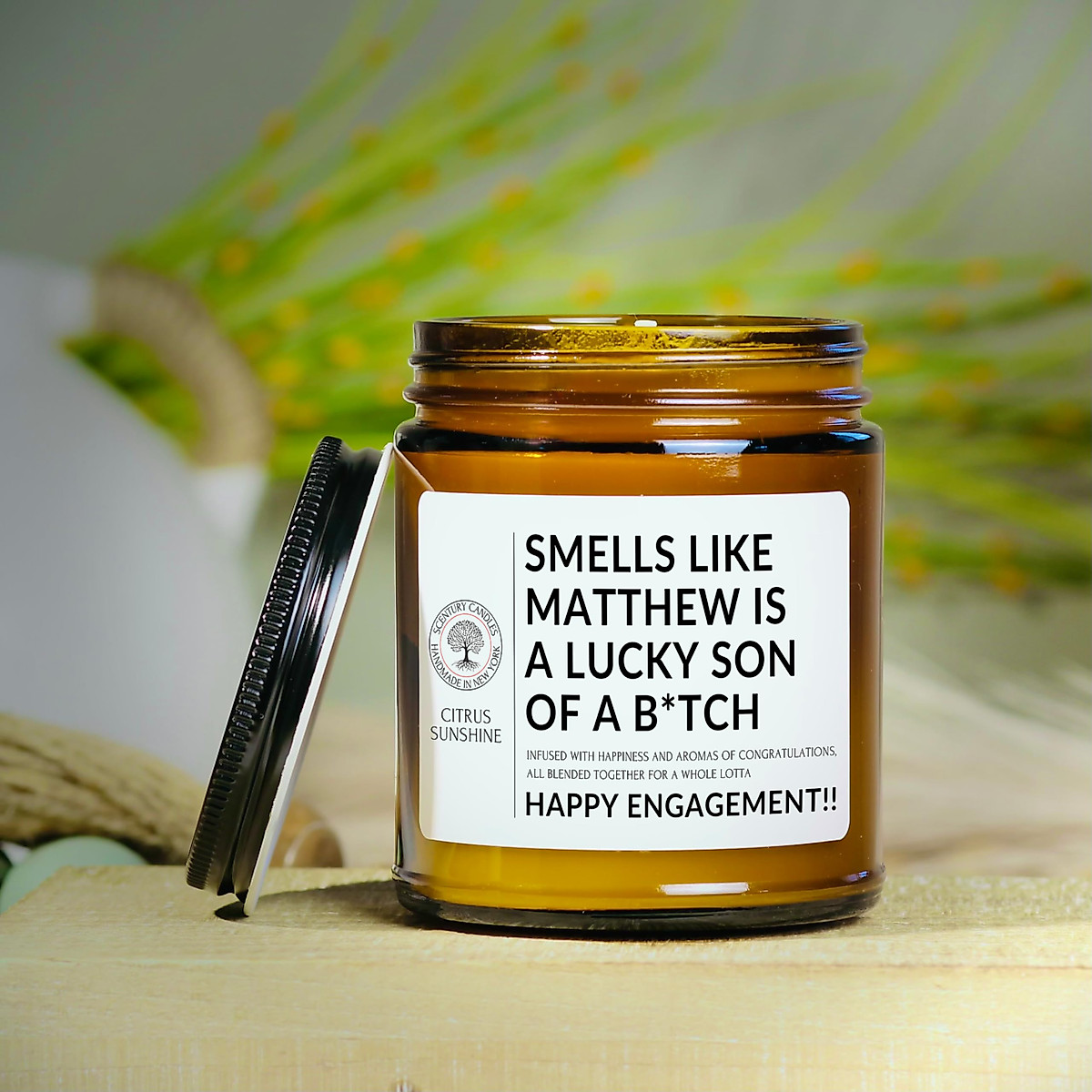 PERSONALIZED Engagement Gift For Couples, Happy Engagement Candle, 21 Scents To Choose, Gifts For Newly Engaged Couple, Custom Funny Engagement Gift For Her/Him, Bride To Be Gifts