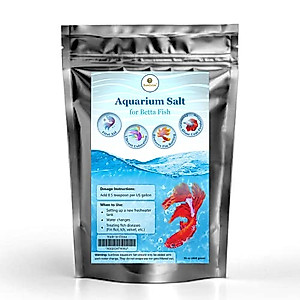 SunGrow Aquarium Salt for Betta Fish, Aids in Reduction of Stress Level and Improves Color, Supports Gill and Kidney Functions, 16-Ounce