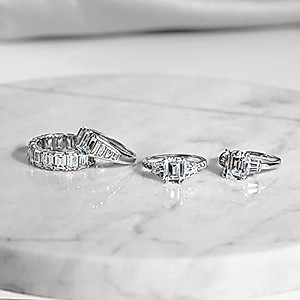 DIAMONBLISS Emerald Cut Ring for Women 925 Sterling Silver Prong Set Engagement Cocktail Ring Band | 3.60 Carats Cubic Zirconia CZ Simulated Diamond (9)