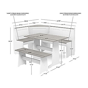 Linon Grey and White Breakfast Dining Set Ardmore Nook