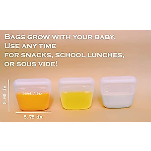 Platinum Silicone Reusable Breastmilk Bags | Snack Storage Bags, Dual Purpose, Set of 8, with Erasable Bag Marker | Breastmilk Collector and Saver, Breast Milk Freezer Storing Pouches by purifyou