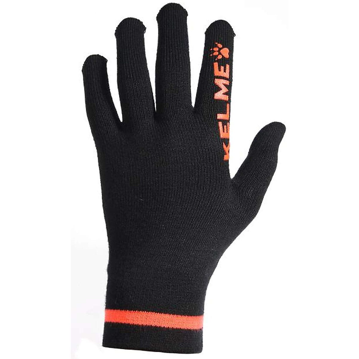 KELME Winter Gloves Unisex for Kids and Adults - Thermal Warm Knit Touch Screen Fingers Anti Slip - Running Glove Mittens (Black/Orange, Large (Adult))