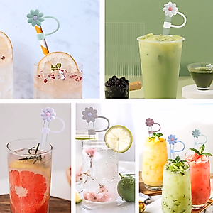 Velaco 7Pcs 0.4in/10mm Diameter Silicone Straw Covers Cap Compatible with Stanley 20 30&40 Oz Cup, Straw Toppers for Stanley 40 Oz Tumbler with Handle, Dust-Proof Straw Caps for Water Bottle