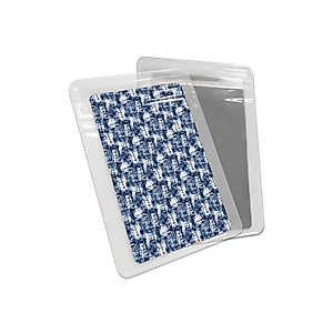 Carosoffe Blue White Small Compact Mirror for Purse, Geometric Abstract Art Retro Linen Texture Travel Makeup Mirror for Women Men, Rectangular Handheld Compact Pocket Mirror 4 PCS