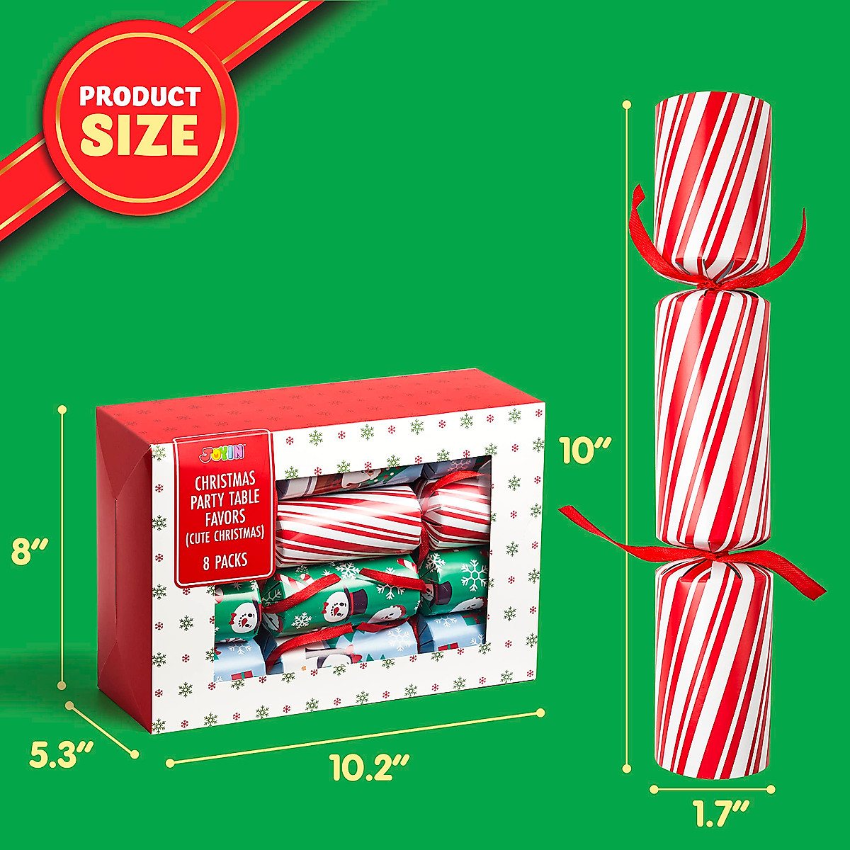 JOYIN 8 Pack Christmas Party Favor Non-Snap Christmas Party Table Favors with Holiday Party Favor Supplies for Kids and Adults, Christmas Parties, Dinners and Holidays