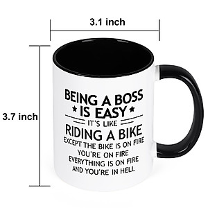 YHRJWN Boss Day Gifts, Bosses Day Gifts for Women Men, Bosses Day Gifts for Men, Boss Gifts, Boss Lady Gifts for Women, Christmas Birthday Thank You Gifts for Boss, Boss Mug, 11 Oz