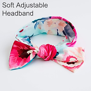 Little Bubbles Baby Swaddle Blanket & Headband Set - Pink Floral Pattern - Newborn Girl Swaddle - Modern Style - Unisex - One Size