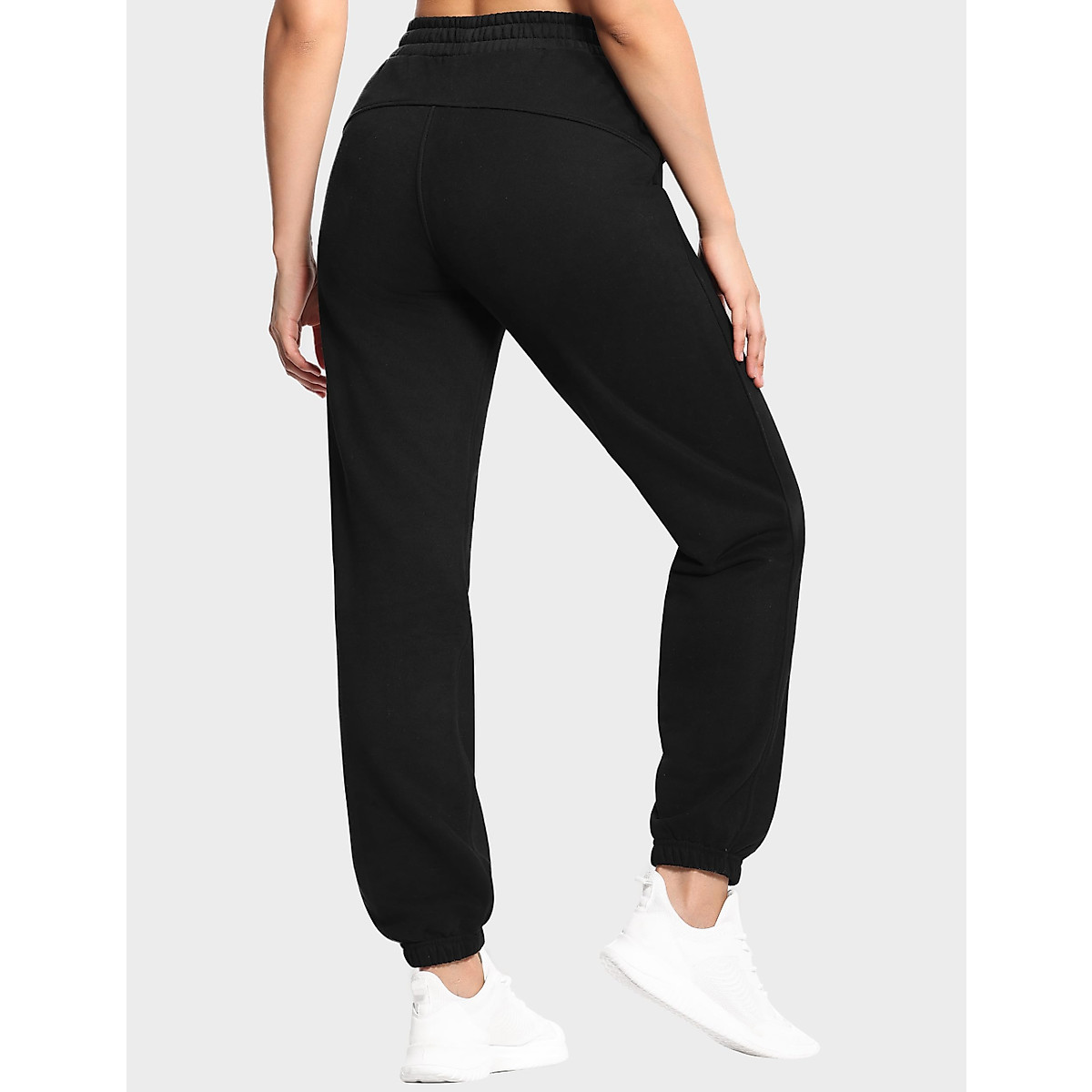 THE GYM PEOPLE Women's Fleece Sweatpants Warm Workout Joggers Pants with Pockets Black