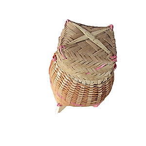 Handmade Thai Laos Sticky Rice Serving Container Bamboo Wicker Basket Storage Classic Natural Traditional
